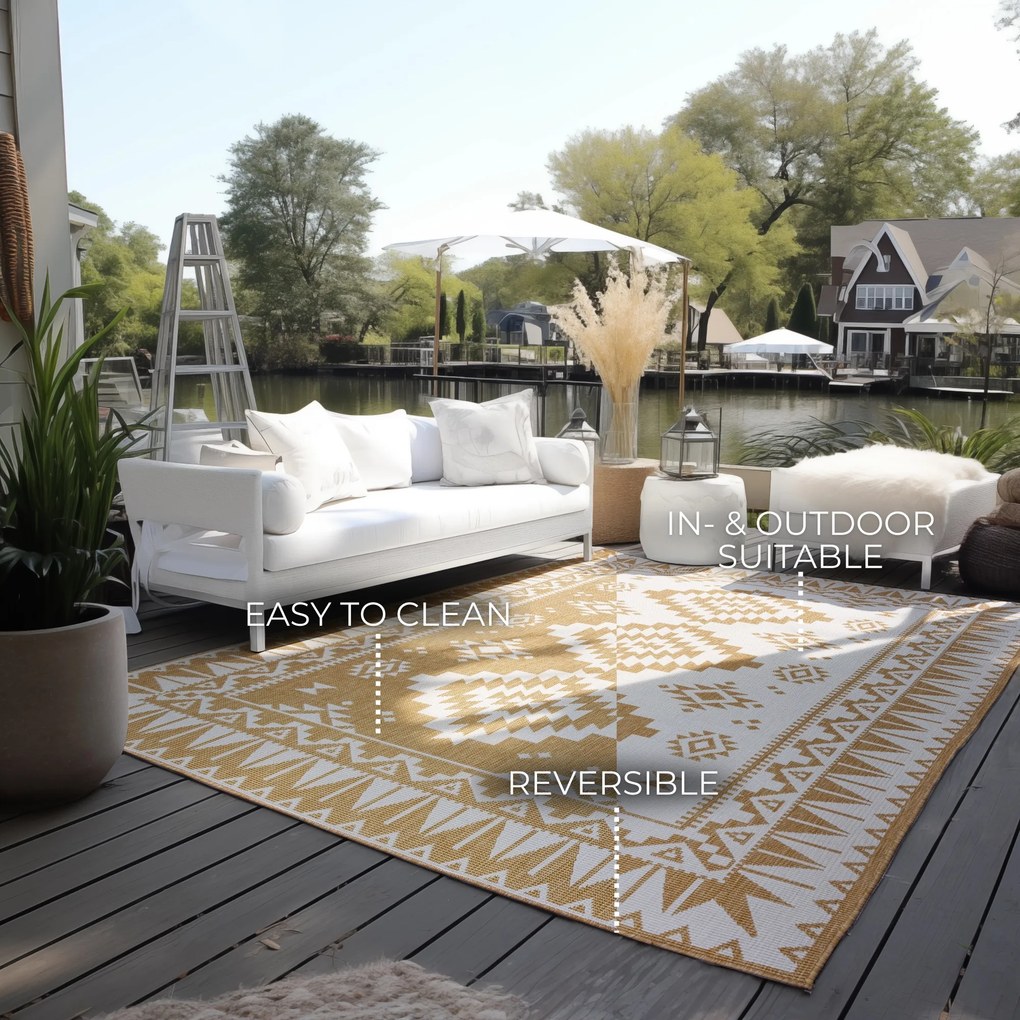 ELLE Decoration, Kusový koberec Gemini 106022 Ochre z kolekce Elle – na ven i na doma, 80x150, žlutá, chodba / předsíň