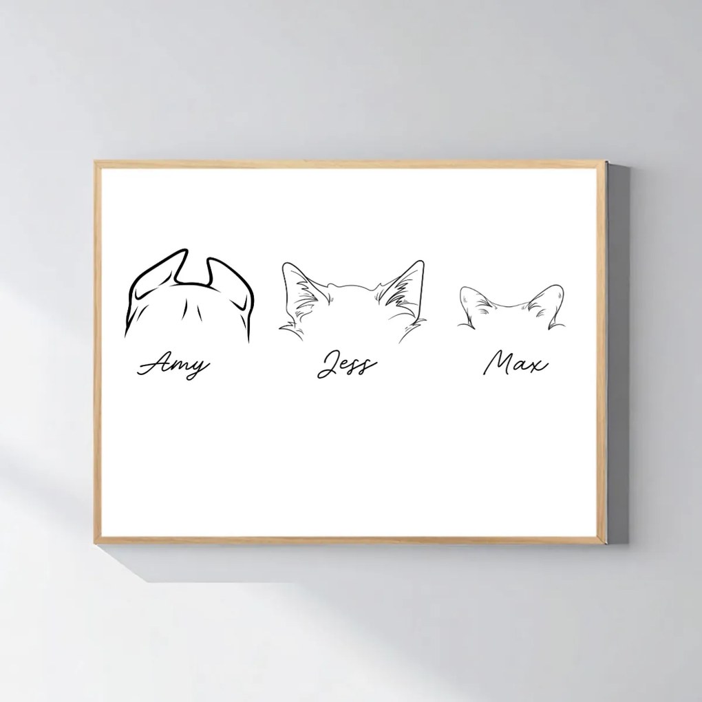 Personalizovaný magický fotoobraz v rámu - 30x40 - zvířecí ouška
