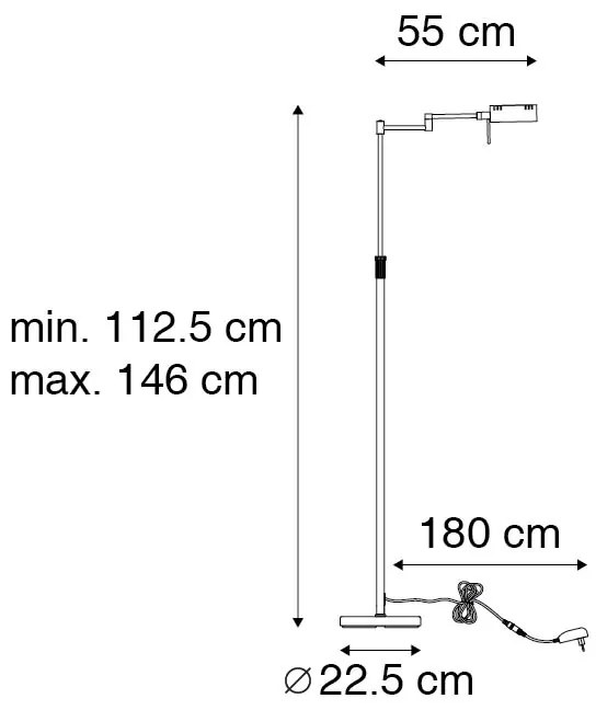 Designová stojací lampa bronzová vč. LED s dotykovým stmívačem - Notia
