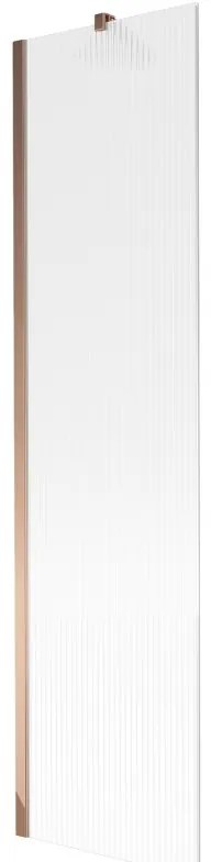 Mexen Next, vanová zástěna 1-křídlová 50 x 150 cm, fixní křídlo, 6 mm sklo s pruhy, růžové zlato profil, 895-050-000-00-09-60