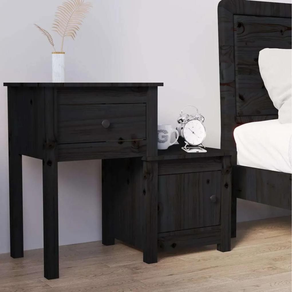 vidaXL Noční stolek 79,5 x 38 x 65,5 cm masivní borové dřevo [814539] Barva: Šedá