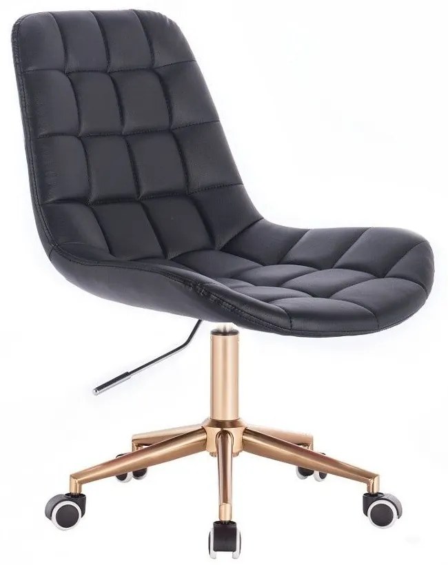 LuxuryForm DESIGN Otočná židle PARIS na zlaté podstavě s kolečky - černá