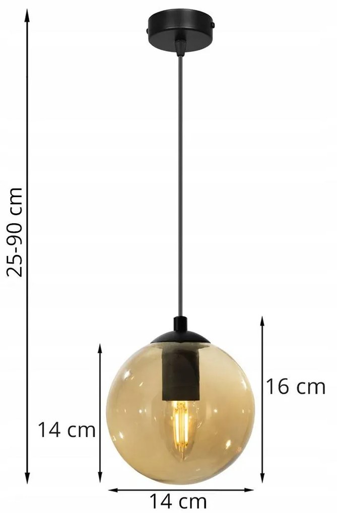 Závěsné svítidlo PARIS, 1x grafitové skleněné stínítko