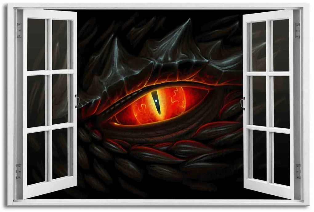 3D obraz okno- dračí oko Velikost (šířka x výška): 120x80 cm
