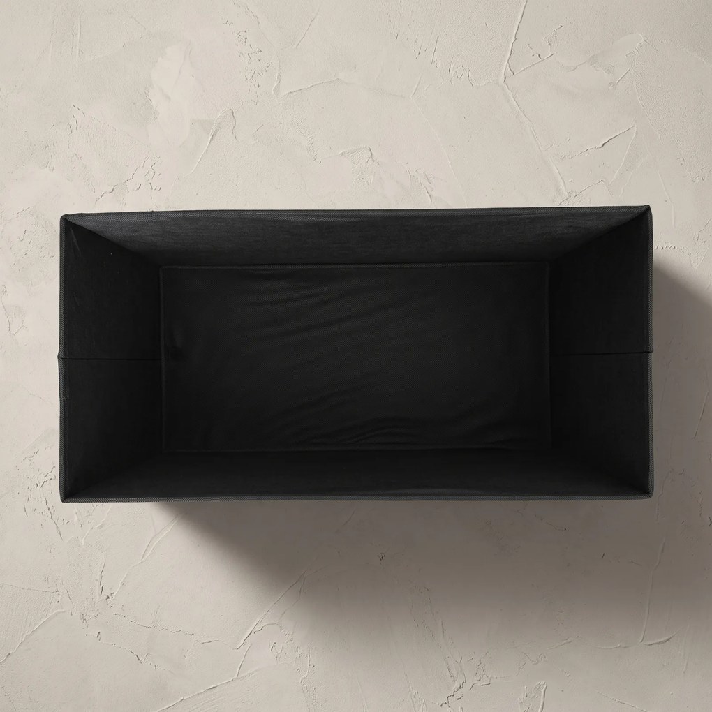 Obdélníkový sametový taburet s úložným prostorem, skládací, 76 × 38 × 38 cm, černý