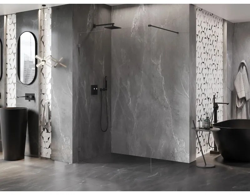 Mexen Lunar sprchová stěna levá 150 x 200 cm, 8mm čiré sklo, broušený grafit, 830-150-000-66-00-L