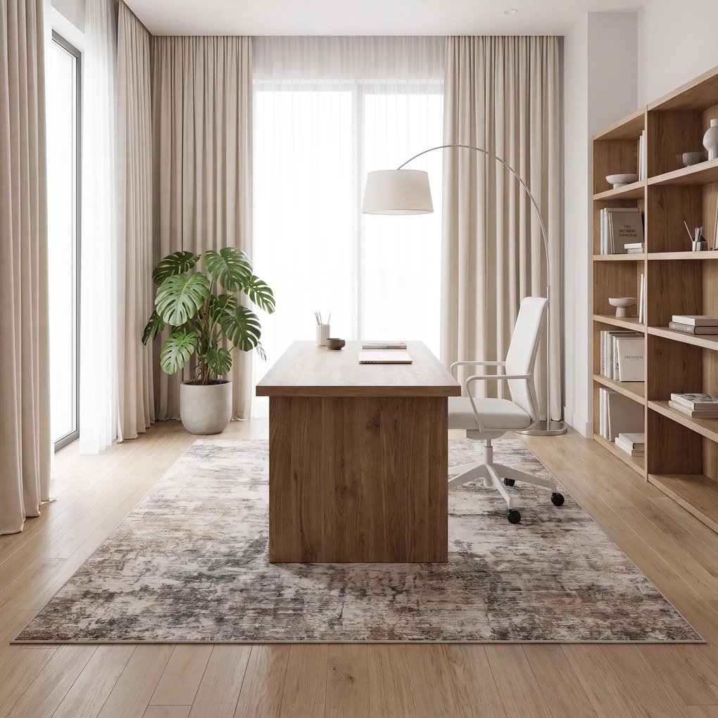 HOMCOM omyvatelný koberec s abstraktním vzorem, 230 × 160 cm, hnědá
