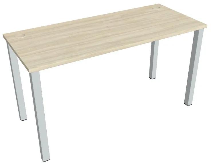 Stůl pracovní rovný 140 cm hl. 60 cm - Hobis Uni UE 1400 Dekor stolové desky: akát, Barva nohou: Stříbrná