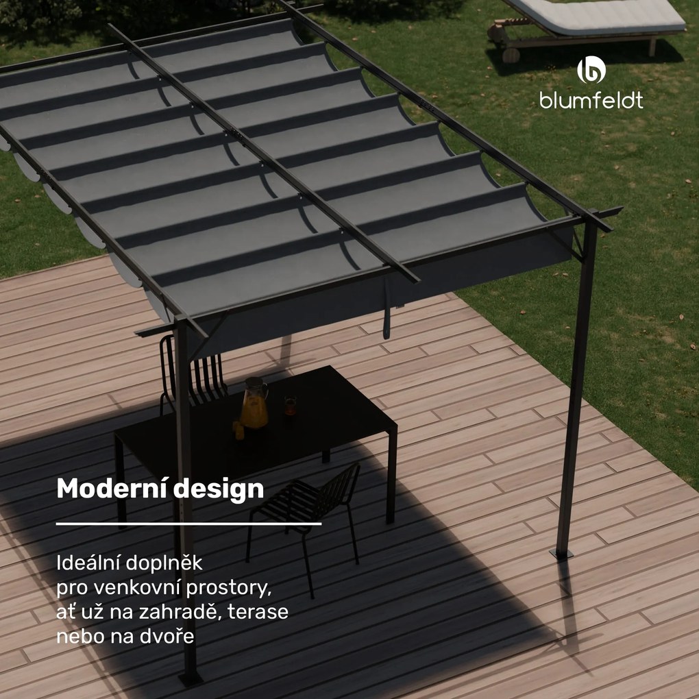 Blumfeldt Pantheon Robust Pergola, 3x4 m práškově lakovaná ocel odolná vůči povětrnostním vlivům