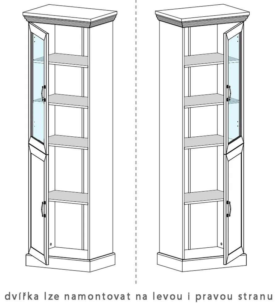 ROYAL r | vitrína W1D | 57 cm | UNI provedení | borovice nordická