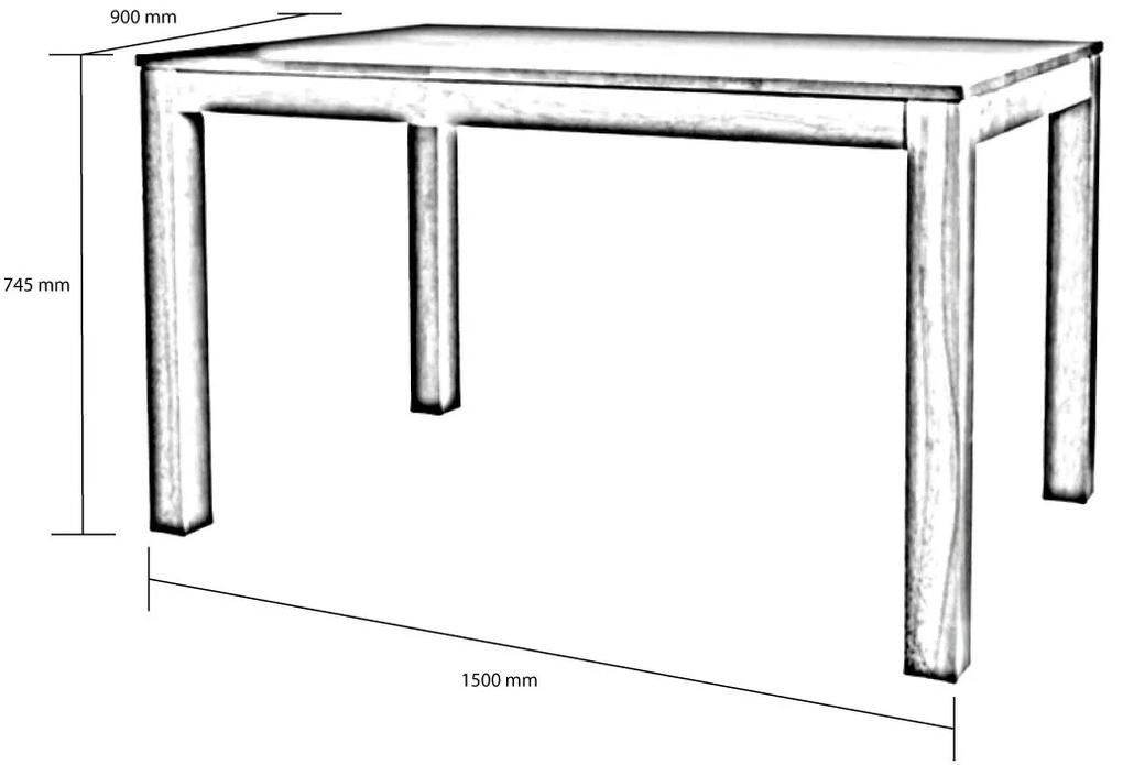 Jídelní set - stůl MORIS a 4 židle LAURA, látka SH21, dub sonoma