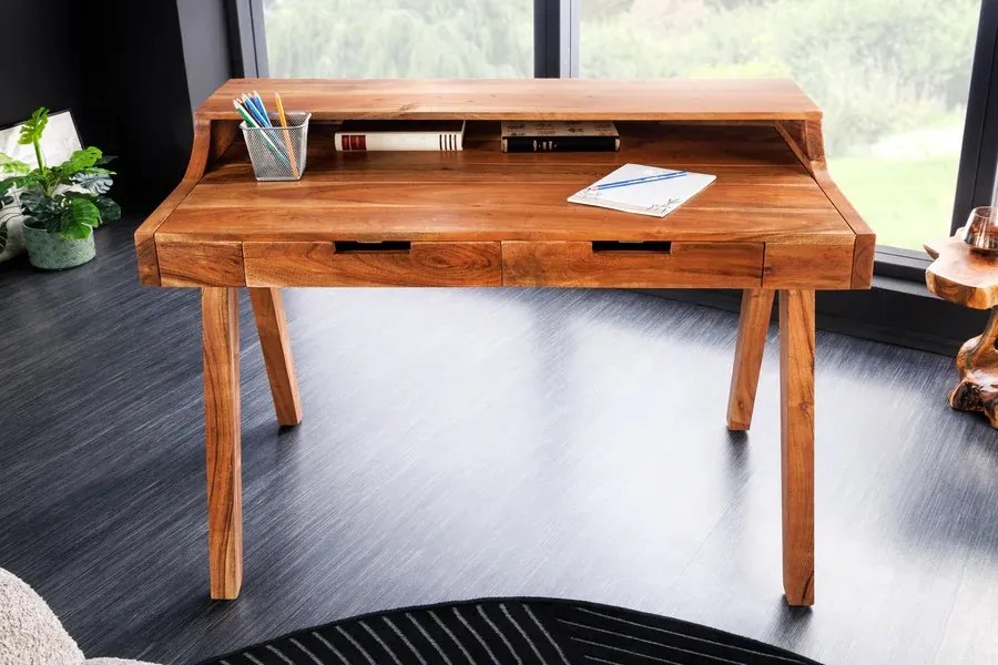 Designový psací stůl Freddo 100 cm přírodní hnědá akácie