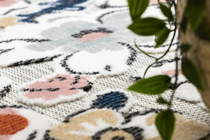 Dywany Łuszczów, Kusový koberec Botanic 65239 flowers grey – na ven i na doma, 157x220, vícebarevná, chodba / předsíň