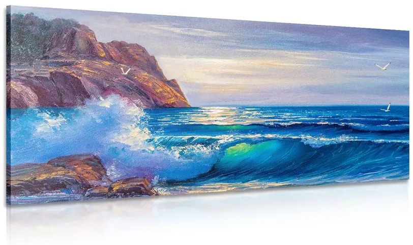 Obraz mořské vlny na pobřeží