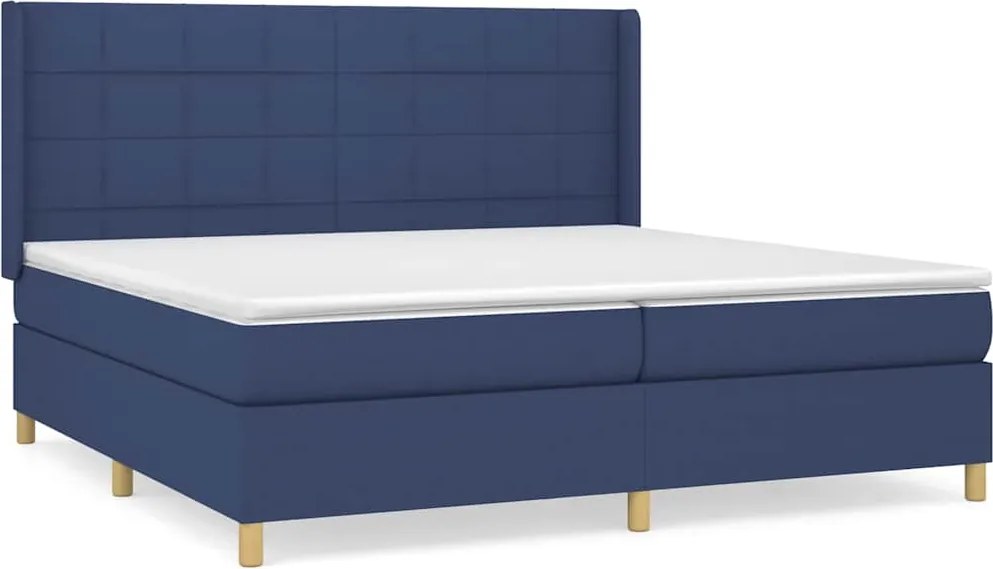 Box spring postel s matrací modrá 200x200 cm textil 3132023