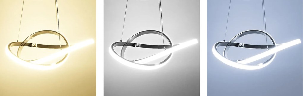 Toolight - LED závěsné svítodlo prstenové + dálkové ovládání APP389-CP, chrom, OSW-06905