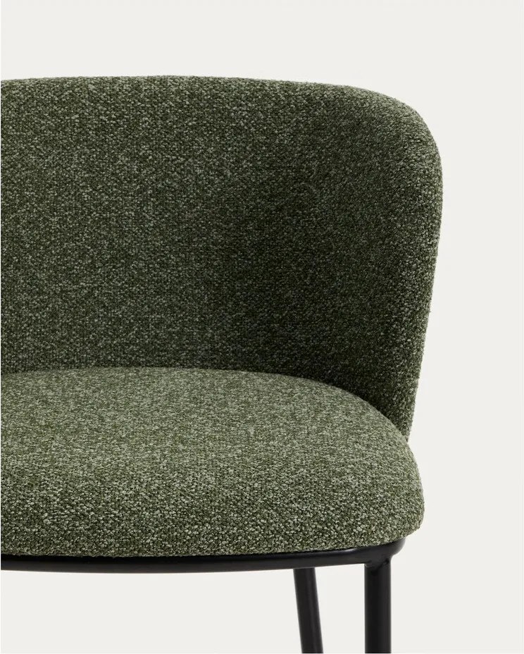 Tmavě zelená čalouněná barová židle (výška sedáku 75 cm) Ciselia – Kave Home