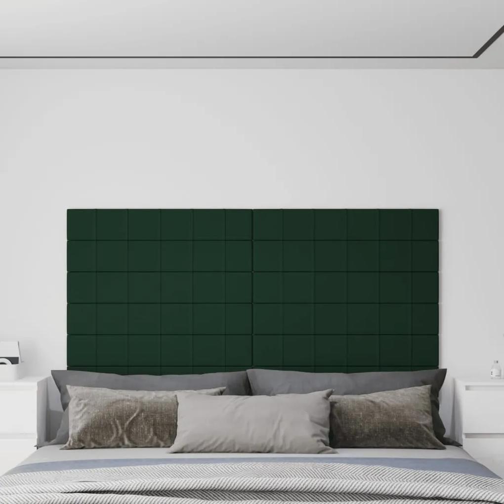 vidaXL Nástěnné panely 12 ks tmavě zelené 90 x 15 cm textil 1,62 m²