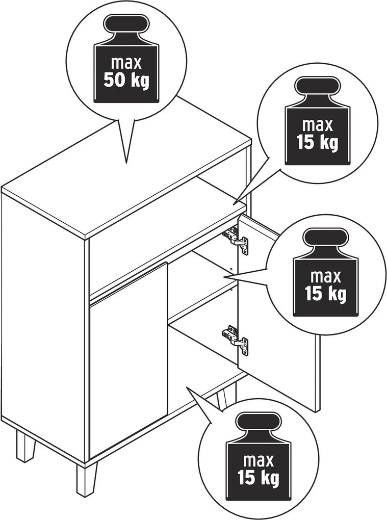 Tchibo - Odkládací skříňka se 2 dvířky a otevřeným prostorem