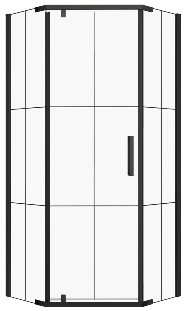 Novoterm Pětiúhelníkový sprchový kout NV-Metro 90x90, černý/transparent - bez vaničky