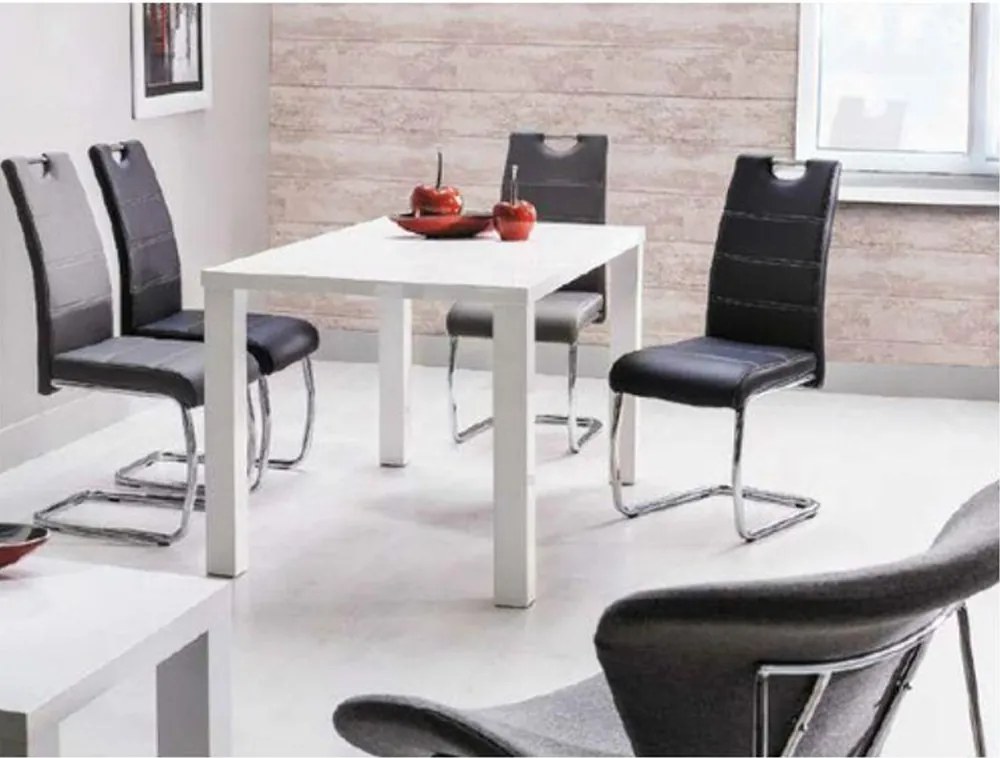 Jídelní stůl, bílá vysoký lesk HG, 140-180x80 cm, ASPER NEW TYP 1