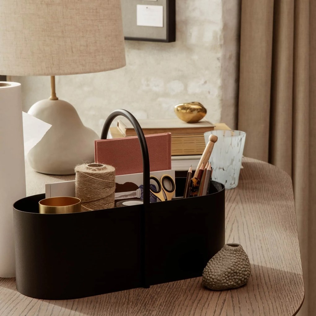 ferm LIVING Designový organizér Grib Toolbox Black, černá barva, kov