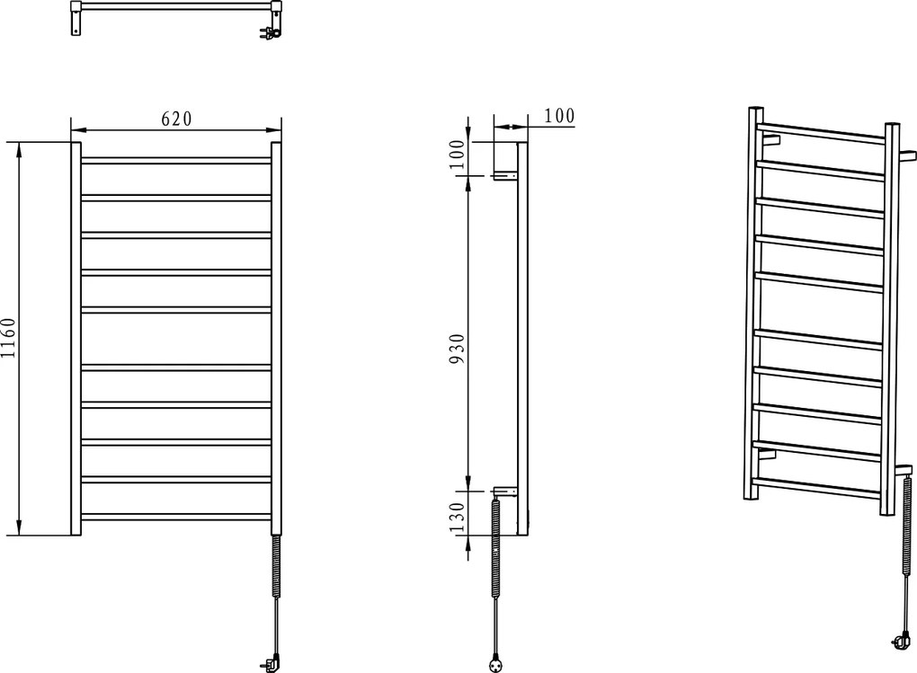 Sapho Sapho, ESKINADO elektrický sušák ručníků, hranatý, 620x1160 mm, 120 W, nerez, ER430V