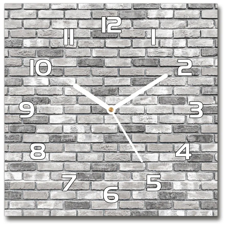 Wallmuralia Skleněné hodiny na stěnu Zděná zeď 30x30 cm