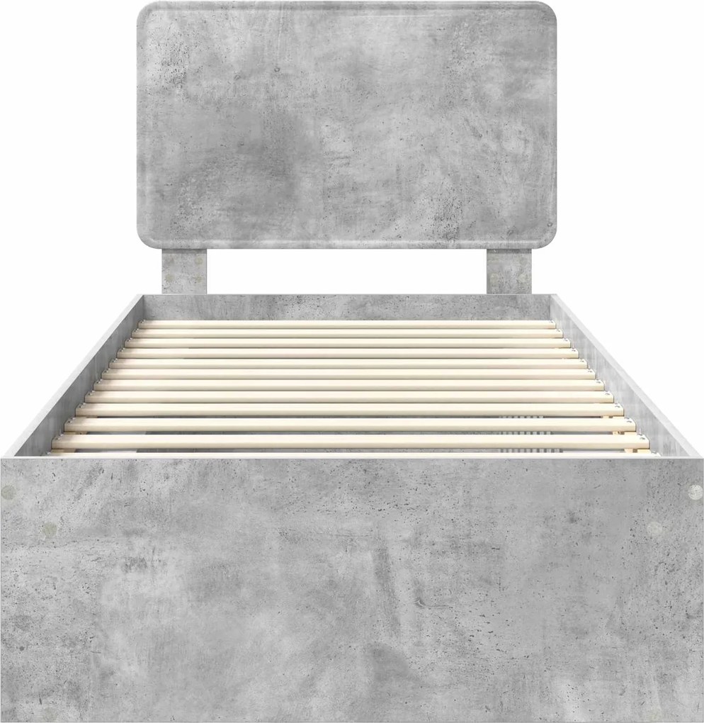 Rám postele s čelo Beton 90 x 200 cm Masivní borové dřevo 3412536