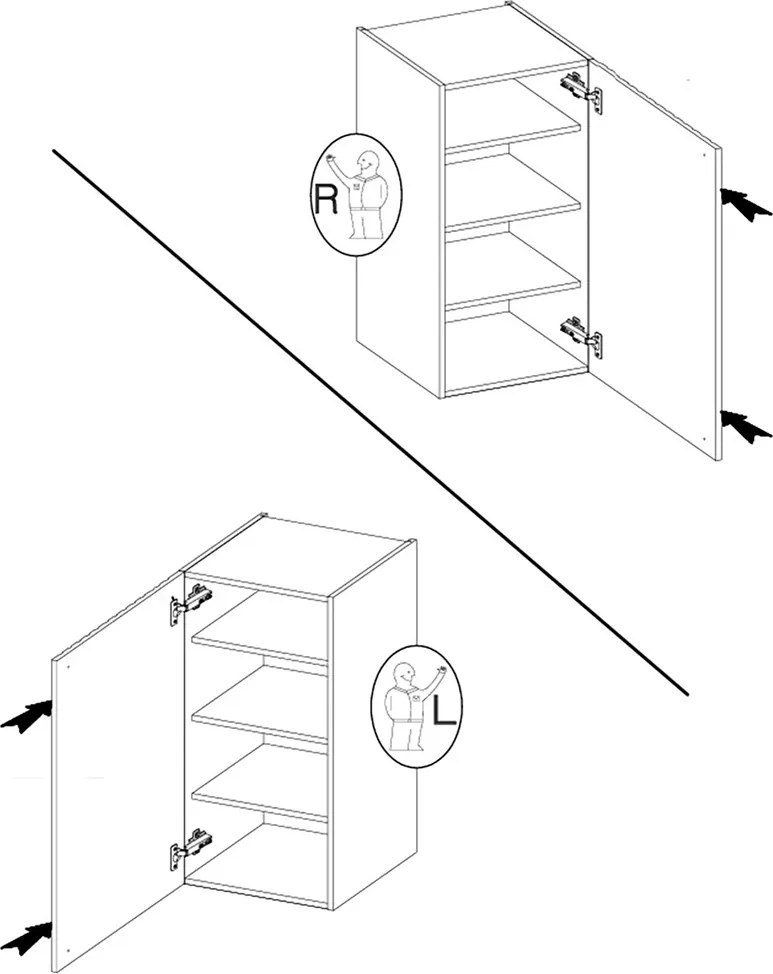 NESSANT se | horní skříňka 45 G-108 1F s policemi | 45 cm | EXTRA VYSOKÁ | šedá