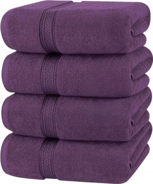 Utopia Towels Sada 4 kusů ručníků 100% Bavlna 70x130 cm Fialová