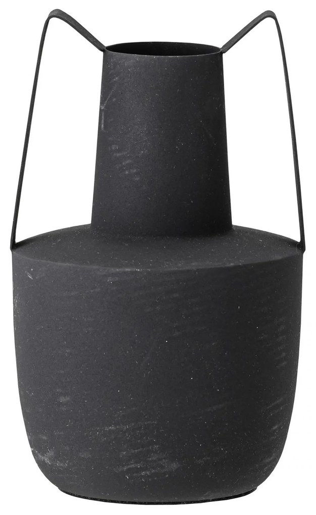 Bloomingville Kovová váza Black Metal 20,5 cm, černá barva, kov