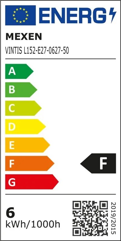 Mexen Vintis, LED filamentová žárovka E27, ST64, 6 W, teplá bílá 2700K, jantarová, L152-E27-0627-50