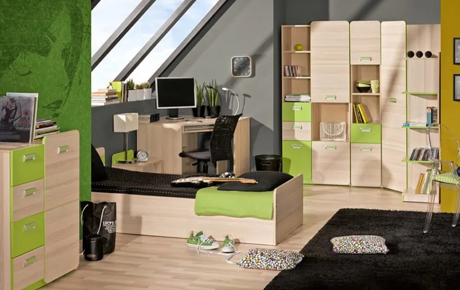 Casarredo - Komfort nábytek Dětská šatní skříň LIMO L1 zelená