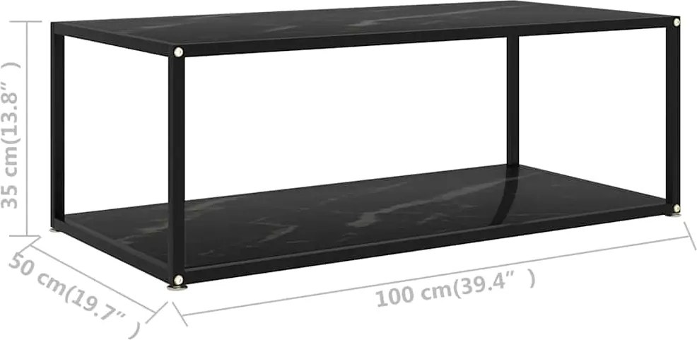 Konferenční stolek černý 100 x 50 x 35 cm tvrzené sklo 322900