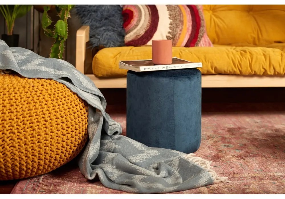 Tmavě šedý pletený puf LABEL51 Knitted XL, ⌀ 70 cm