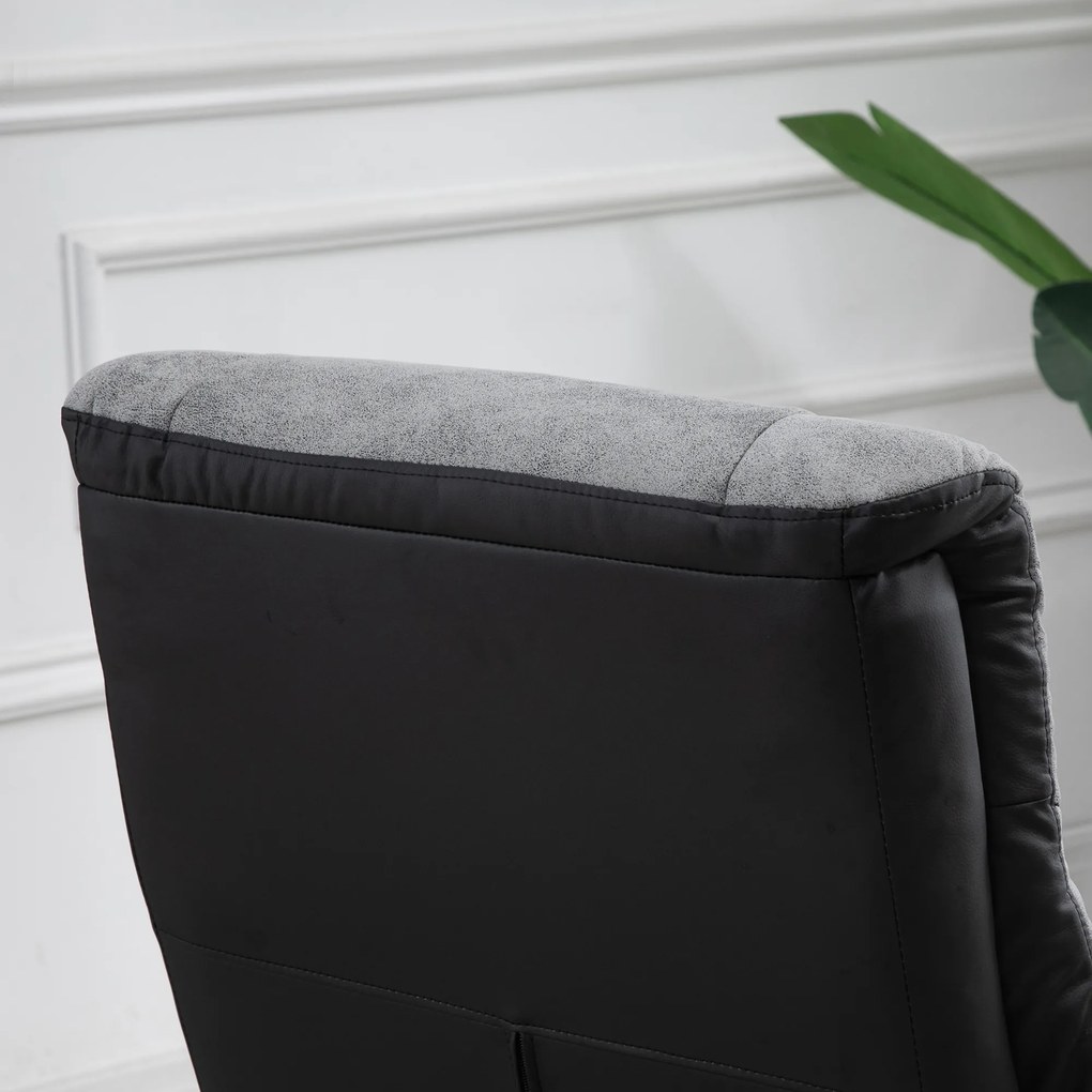 HOMCOM polohovací křeslo s taburetem, otočné TV křeslo s funkcí polohování, mikrovlákno šedé, 78x82,5x109 cm, ideální pro obývací pokoj a relaxaci | …