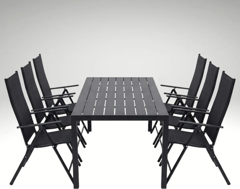 Vikio Zahradní set 190x90 pro 6 osob V137-190 černá