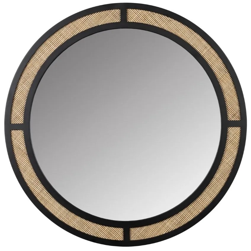OnaDnes -20% White Label Černé kovové závěsné zrcadlo WLL AIDA 76 cm