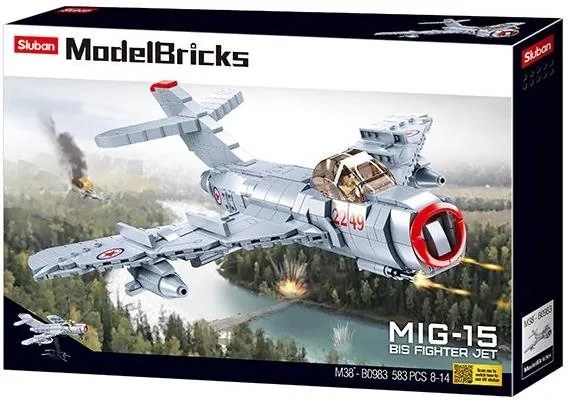 Stavebnice sluban model bricks m38-b0983 proudový stíhací letoun mig-15