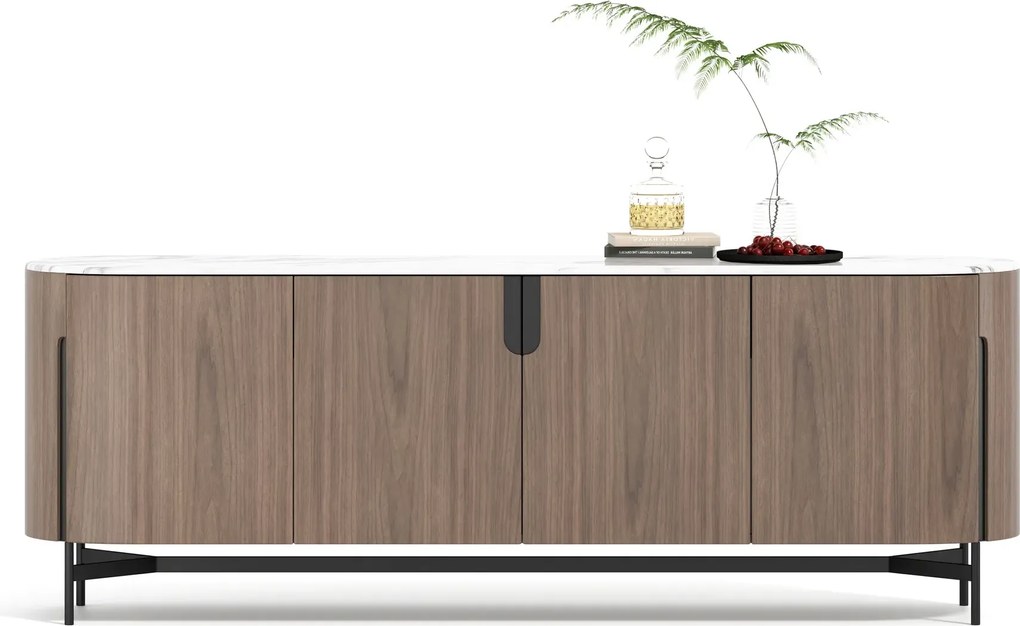 Komoda Silario 220 cm ořech/mramor