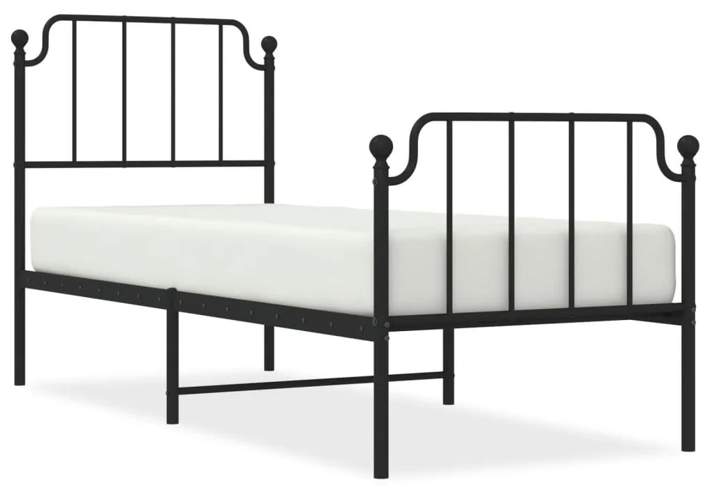 vidaXL Kovový rám postele s hlavovým a nožním čelem černý 80 x 200 cm