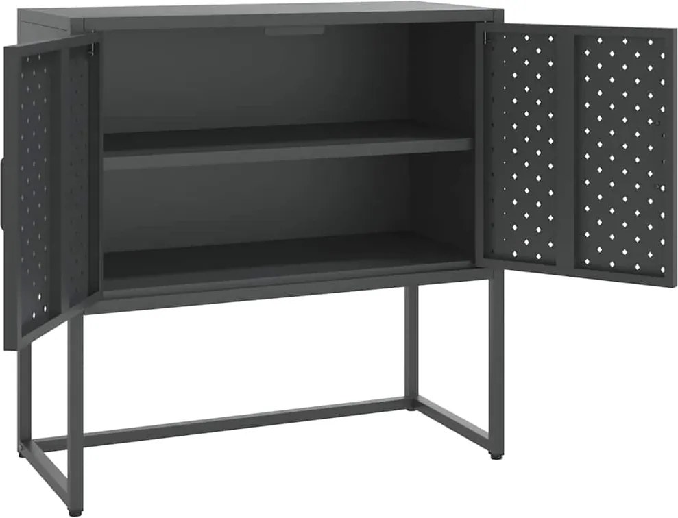 Příborník antracitový 75 x 35 x 75 cm ocel 335873