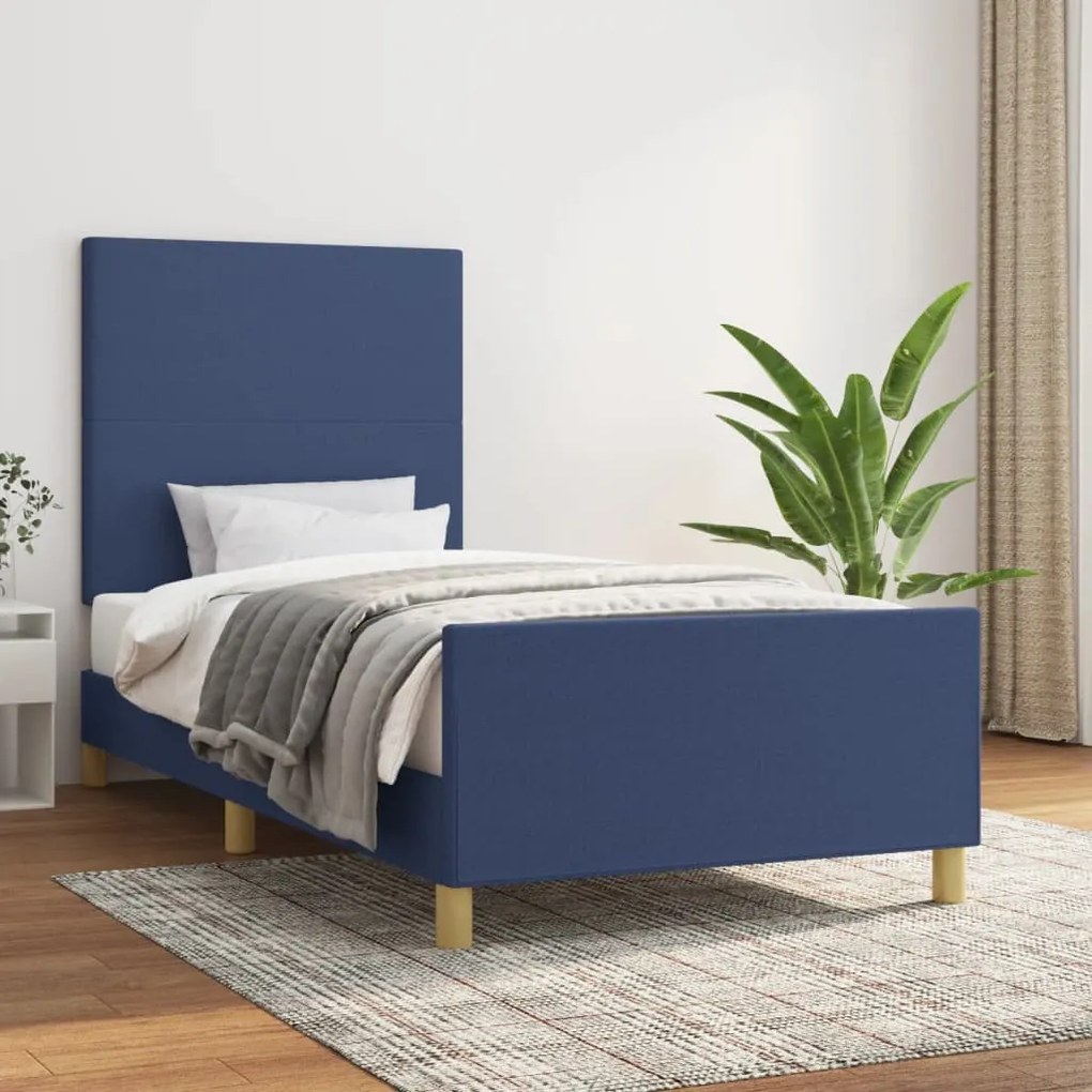 Rám postele bez matrací modrá 100x200 cm textil 3124877