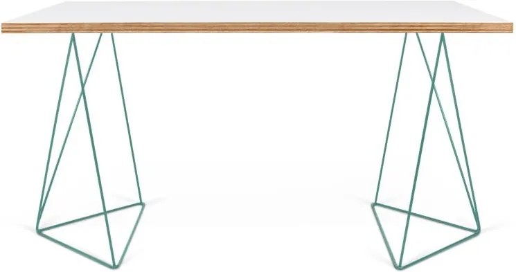 BonamiBílý pracovní stůl se zelenými nohami TemaHome Flow, 75 x 140 cm