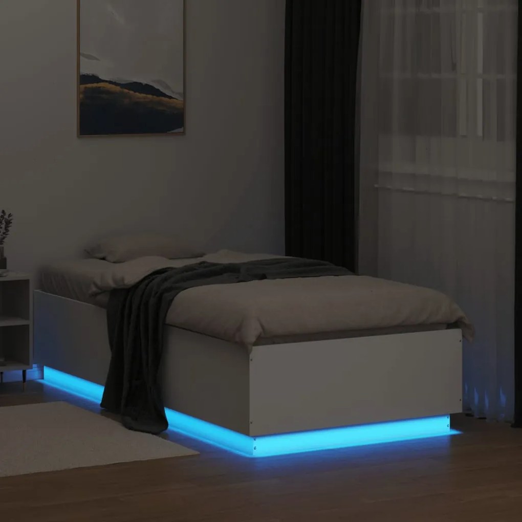 Rám postele s LED osvětlením bílý 90 x 190 cm kompozitní dřevo 3209660
