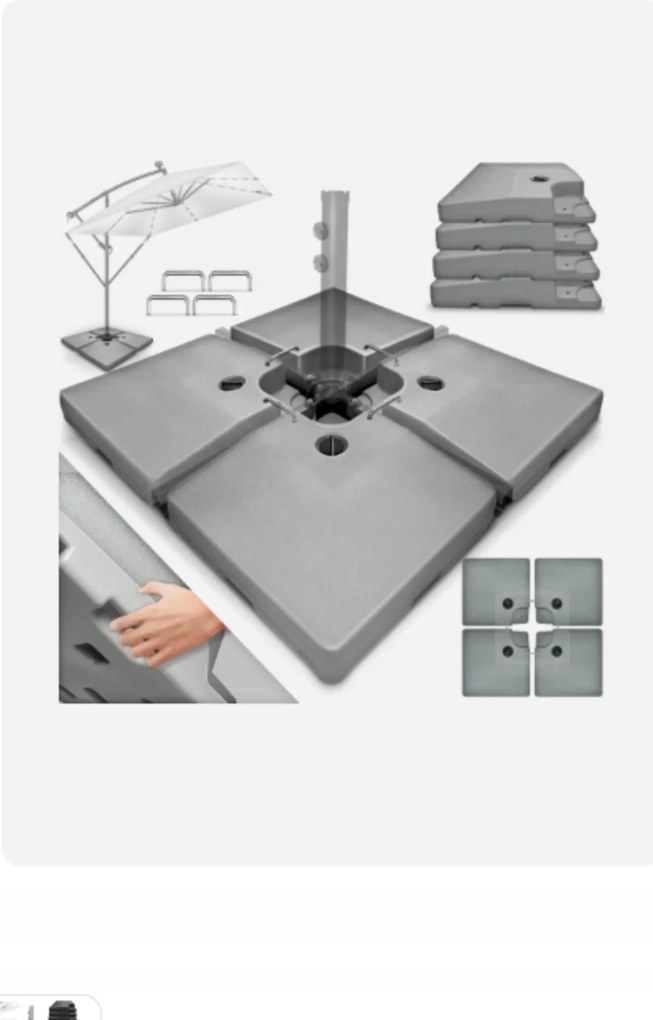 Stojan Na Slunečník 90L/120kg 4DÍLNÝ Tillvex Šedý