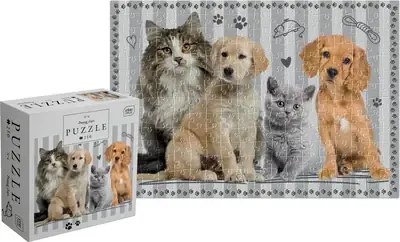 INTERDRUK Puzzle Mláďata: Štěňátka a koťátka / 250 dílků / 48 × 33 cm