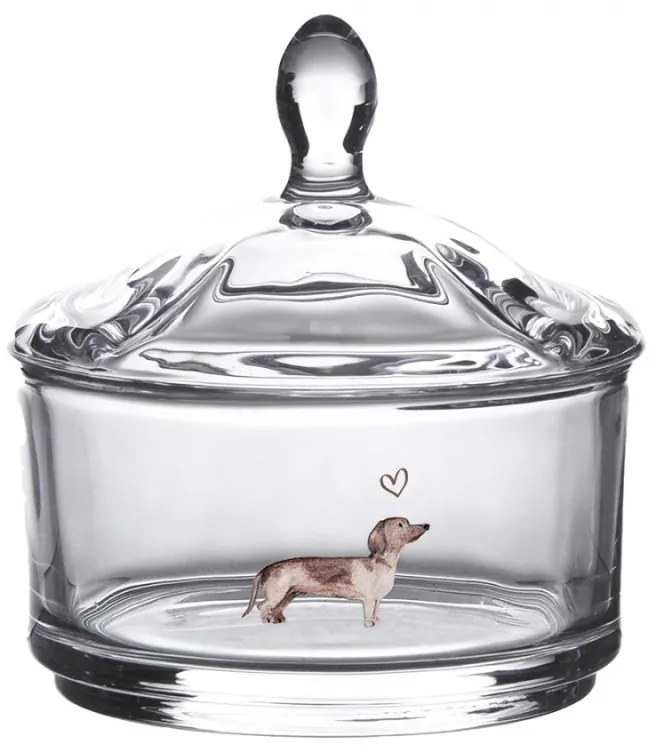 Skleněná dóza s jezevčíkem Dachshund Love – 9x9 cm