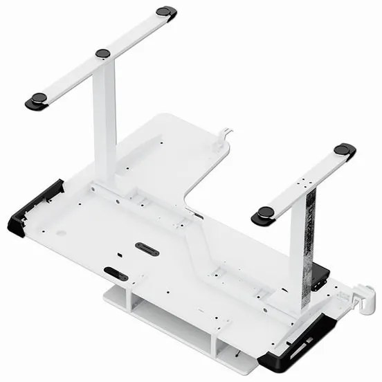 Lama Plus Herní stůl ULTRADESK WINGER – 111x155x60 cm, elektricky nastavitelná výška, RGB podsvícení, bílá